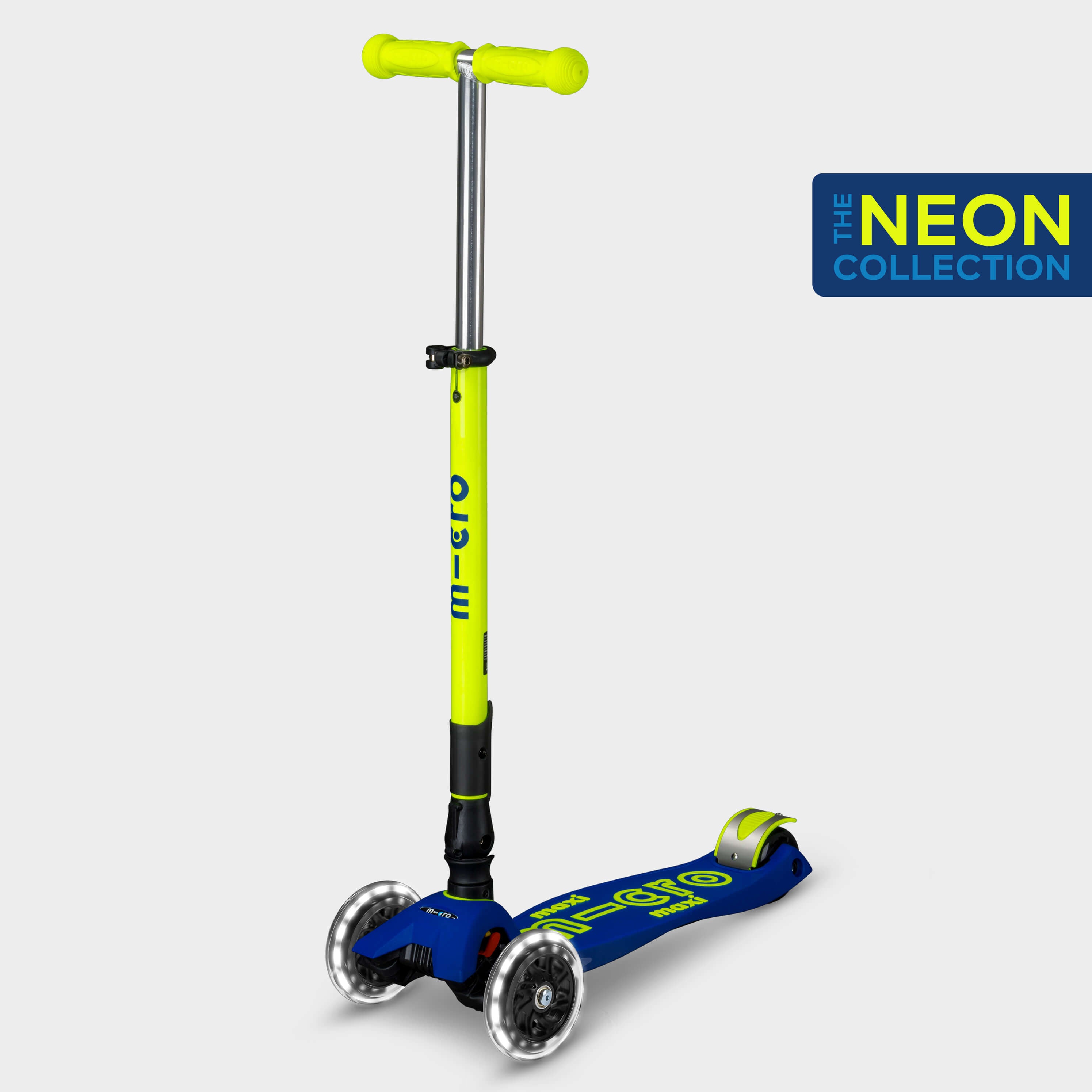 Maxi Micro Foldable LED: Neon Yellow/Navy | Micro Scooters