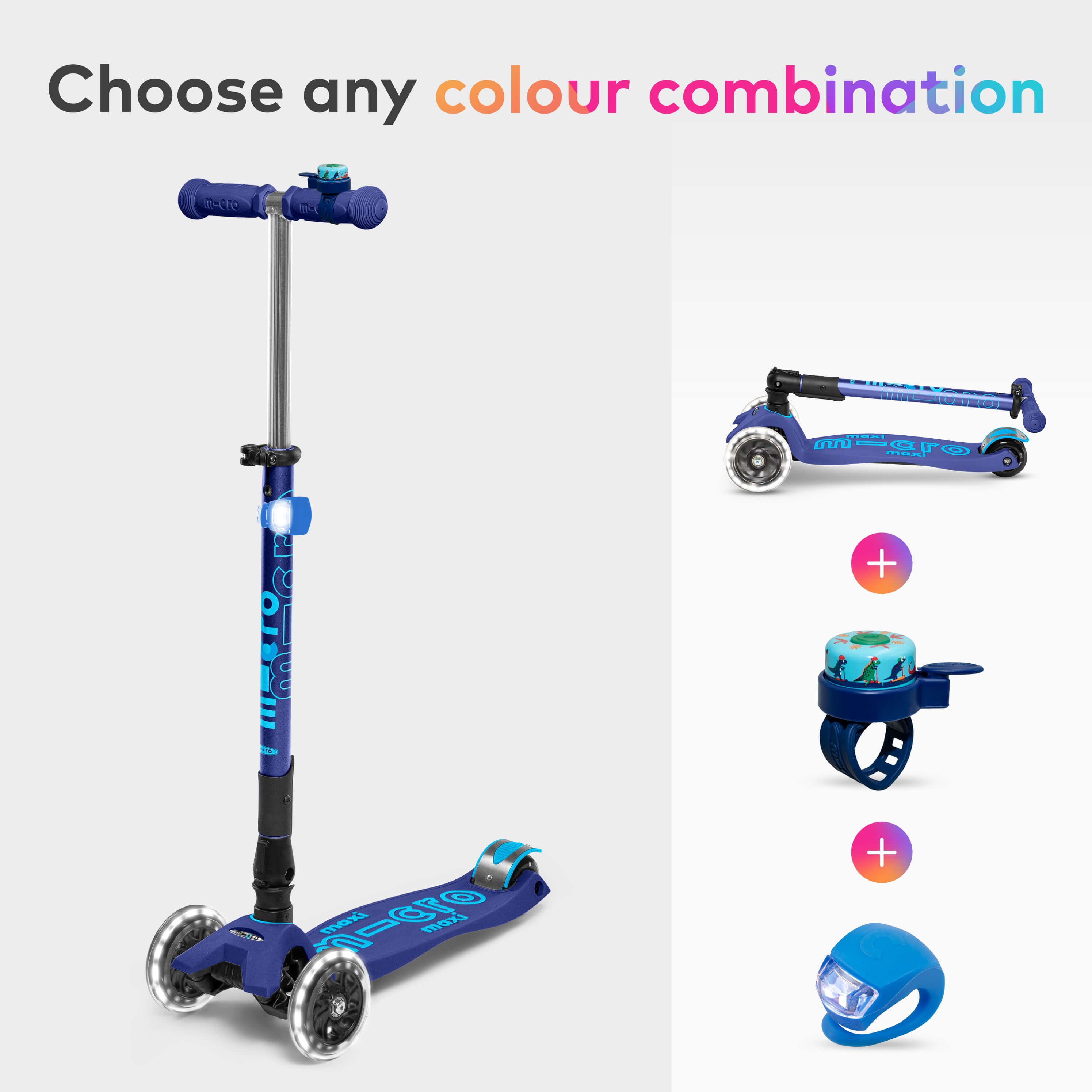 The Everyday Essentials Set: Maxi Foldable LED Scooter, Bell and Light ...