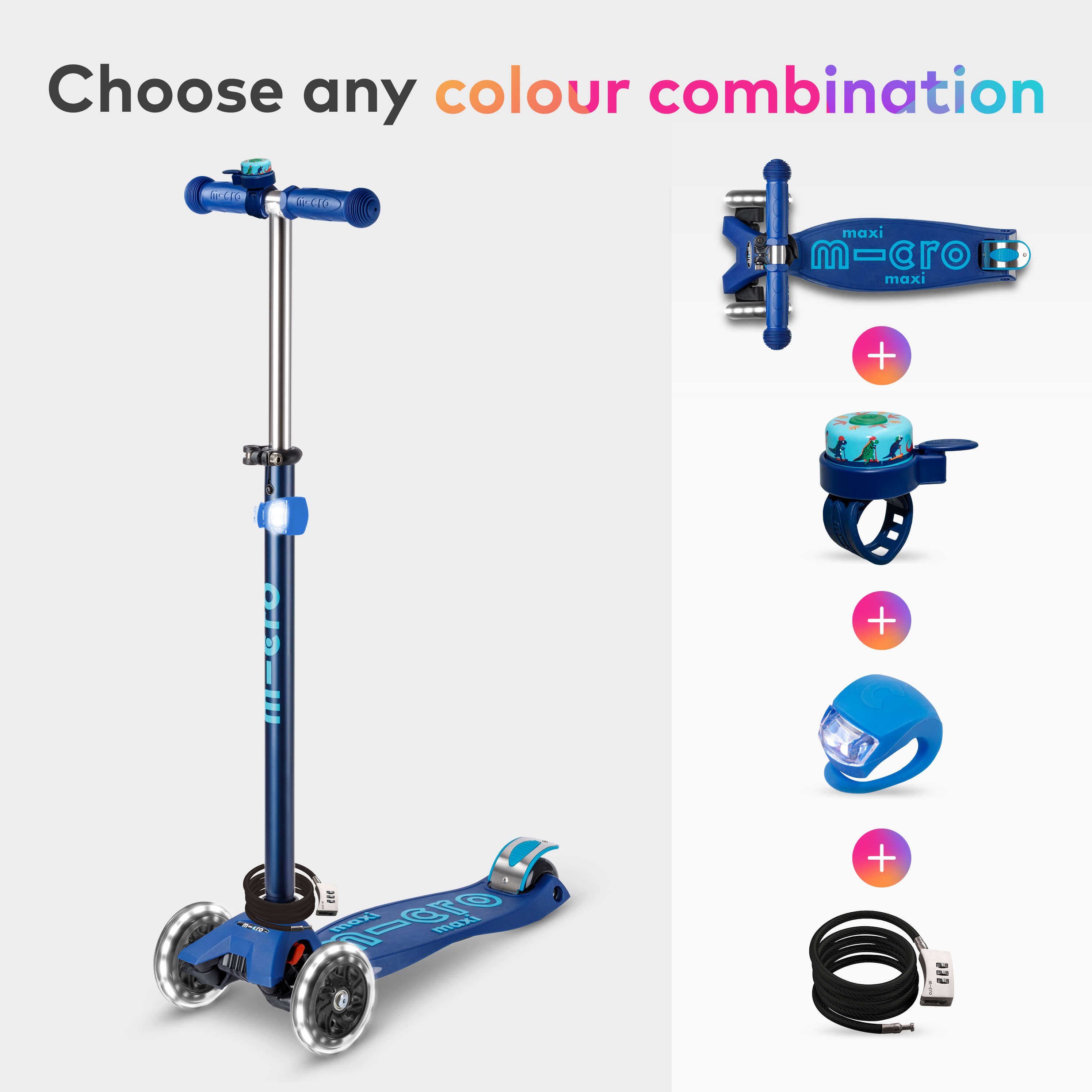 Maxi Micro Deluxe LED, Bell, Light and Lock Set | Micro Scooters