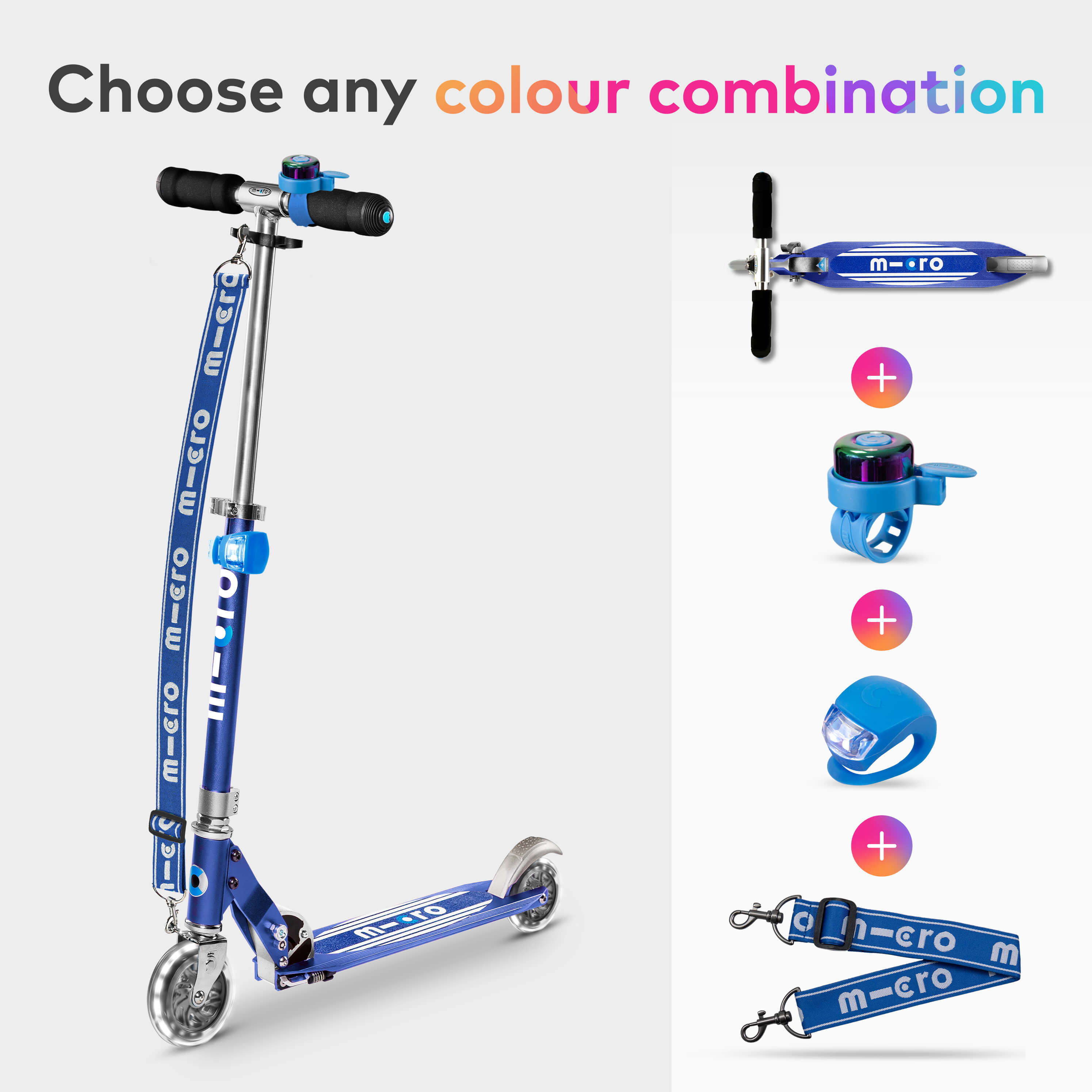 Micro Sprite LED, Carry Strap, Bell and Light Set | Micro Scooters